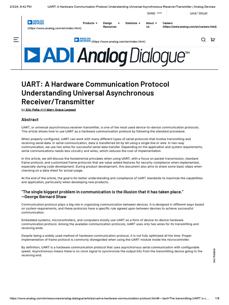 UART - A Hardware Communication Protocol Understanding Universal ... UART - A Hardware Communication Protocol Understanding Universal ...