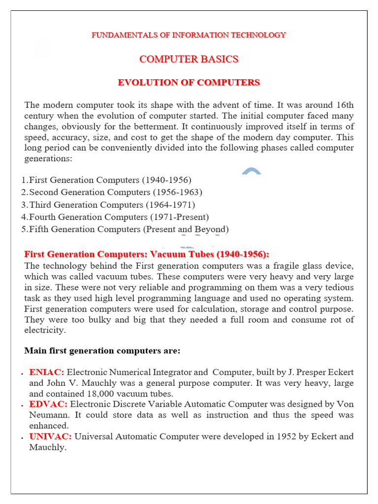 Fundamental of Information Technology | PDF | Random Access Memory | Computer Data Storage