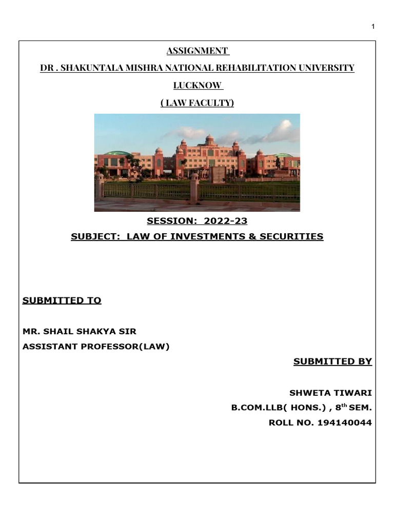 Iaw of Investment & Securities Law | PDF | Foreign Direct Investment ...