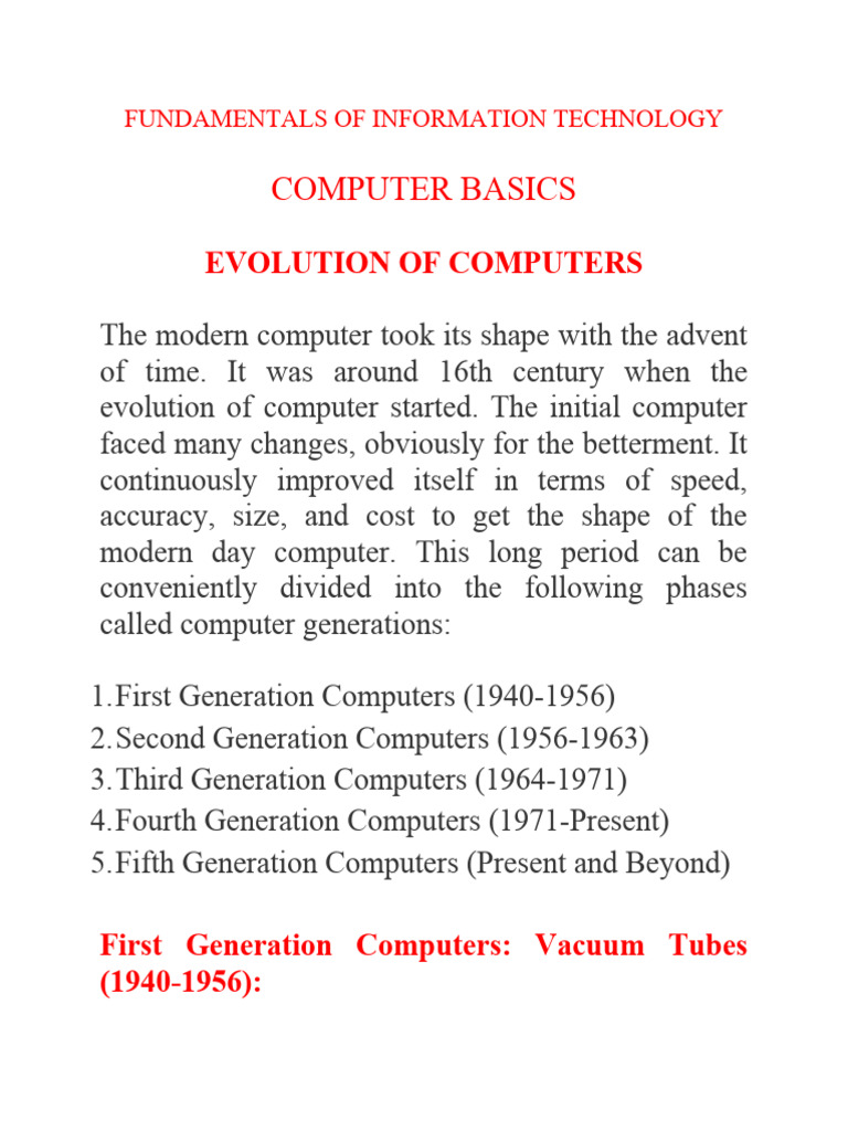 Fundamentals of Information Technology1 | PDF