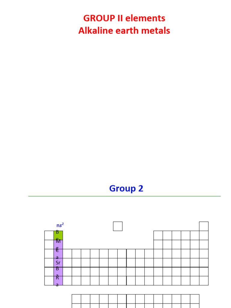 GROUP II Elements Alkaline Earth Metals | PDF | Magnesium | Calcium