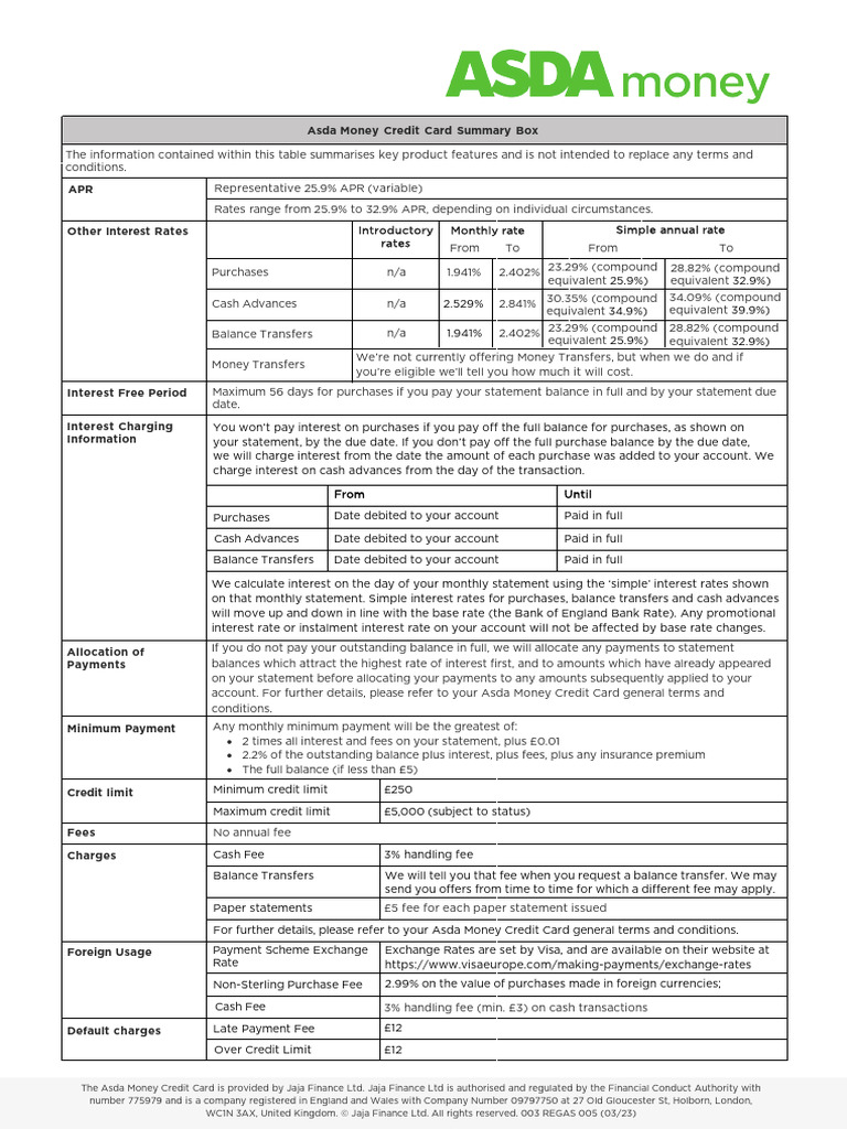 Asda Summary Box | PDF