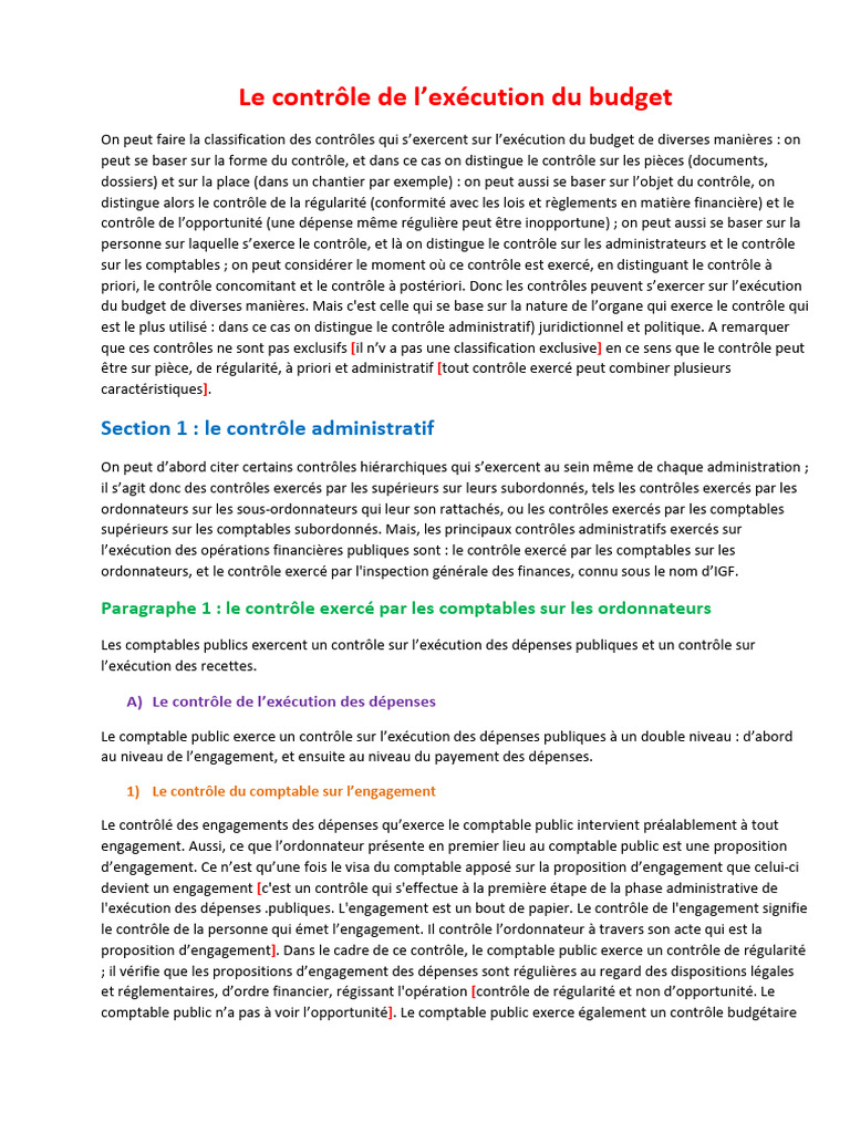Contrôle de L'exécution Budgétaire | PDF