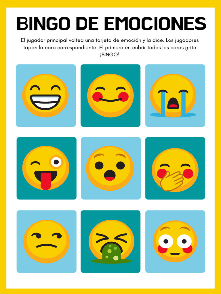 Bingo de Emociones, Descargar gratis PDF🐄 Descubra a verdadeira ...