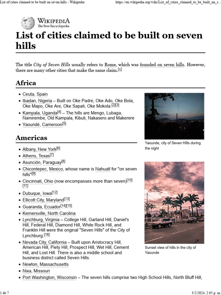 Cities Known as Seven Hills | PDF | Travel