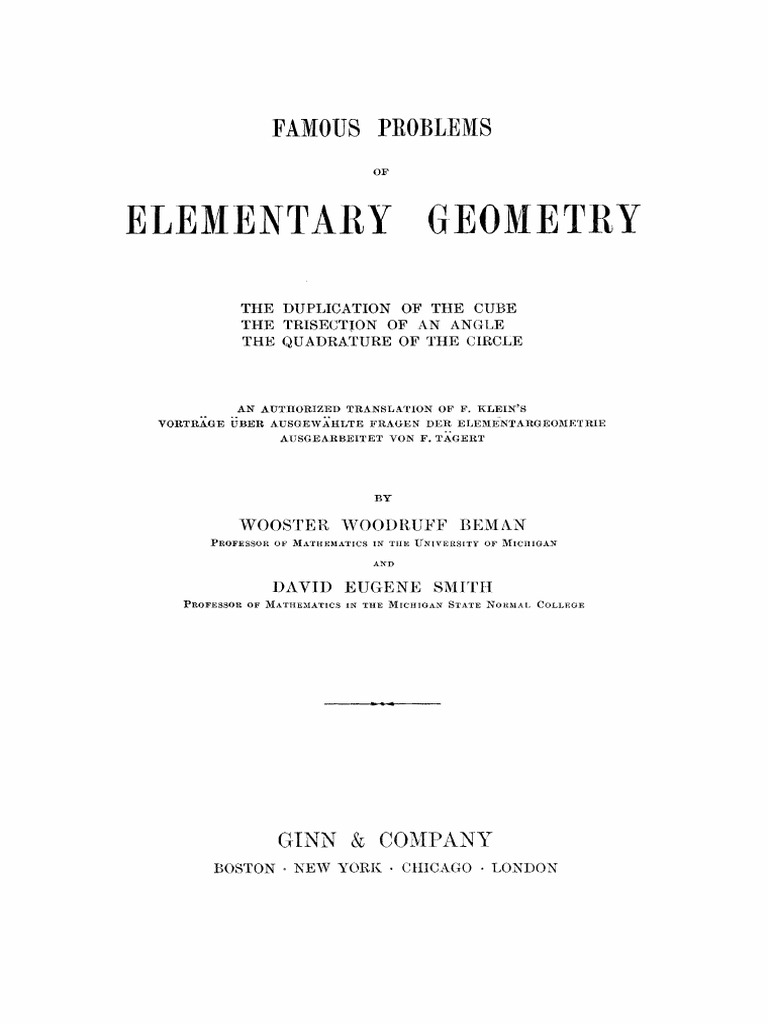 Felix Klein. Famous Problems of Elementary Geometry | PDF