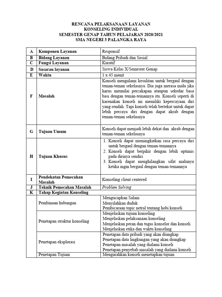 RPL Konseling Client Centered | PDF