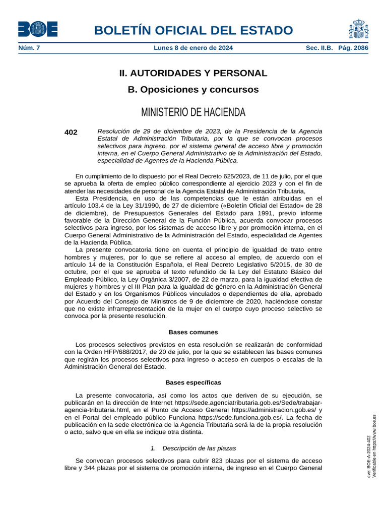 Boe A 2024 402 | PDF | Estado (política) | Derecho laboral