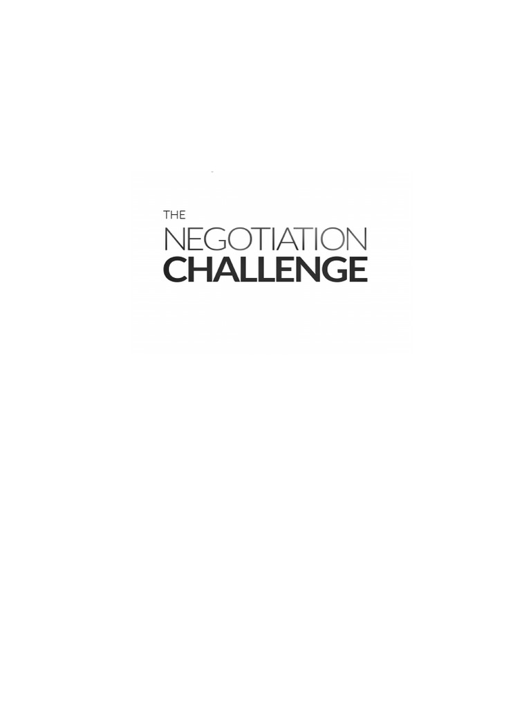 The Negotiation Challenge | PDF | Negotiation | Evaluation