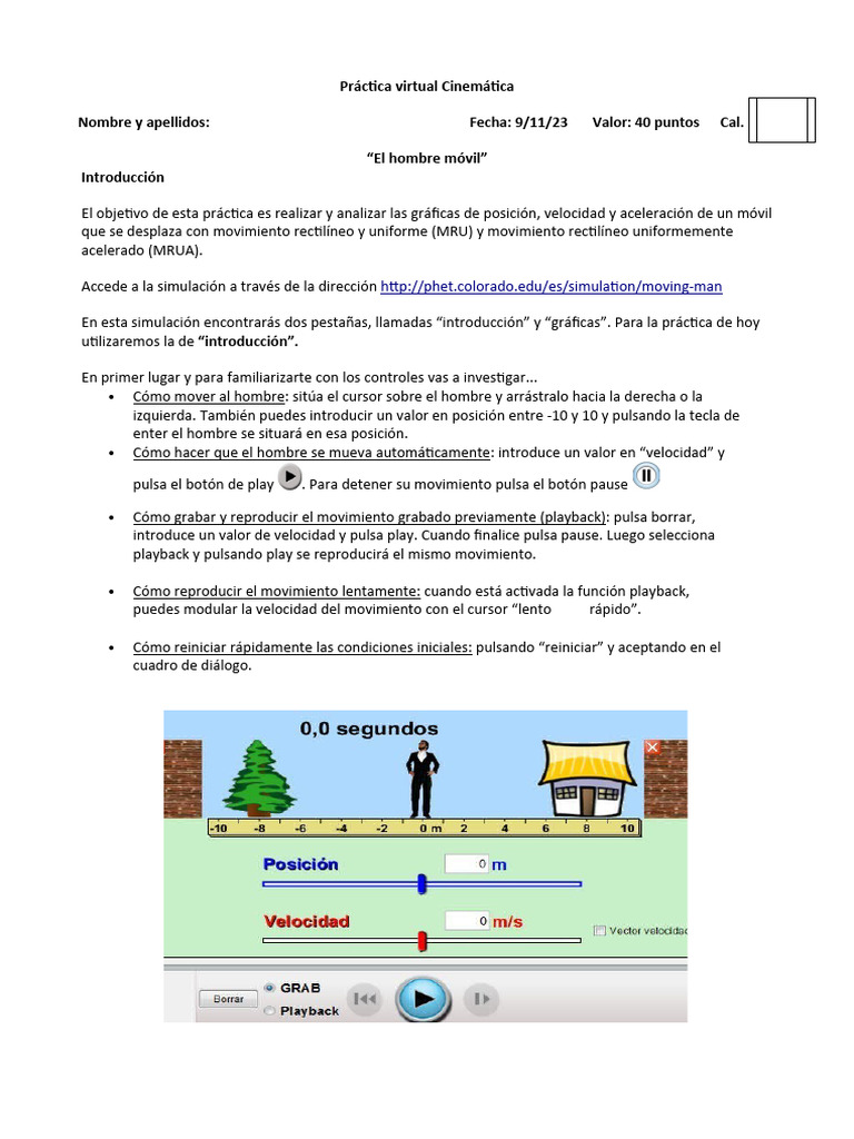 Simulaci N Hombre M Vil | PDF | Velocidad | Cinemática