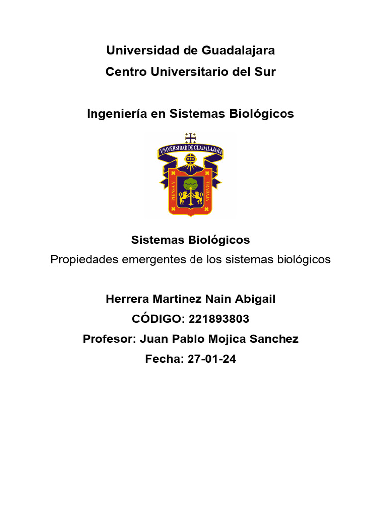 Propiedades Emergentes de Los Sistemas Biológicos | PDF