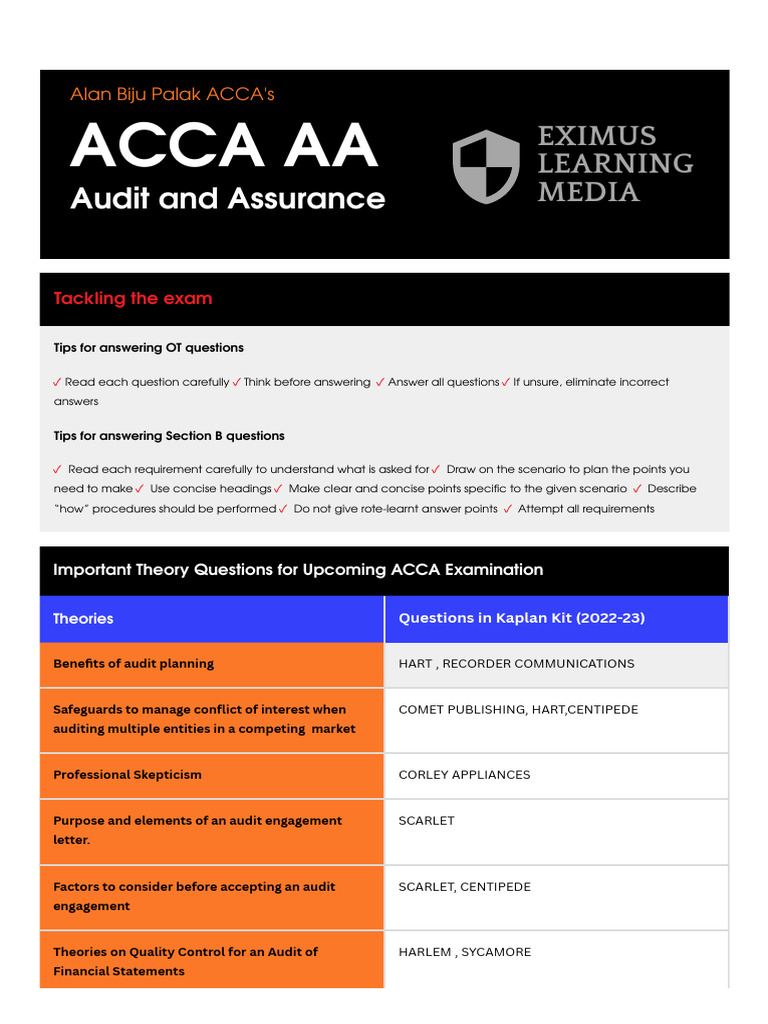 ACCA AA Exam Preparation Guide | PDF