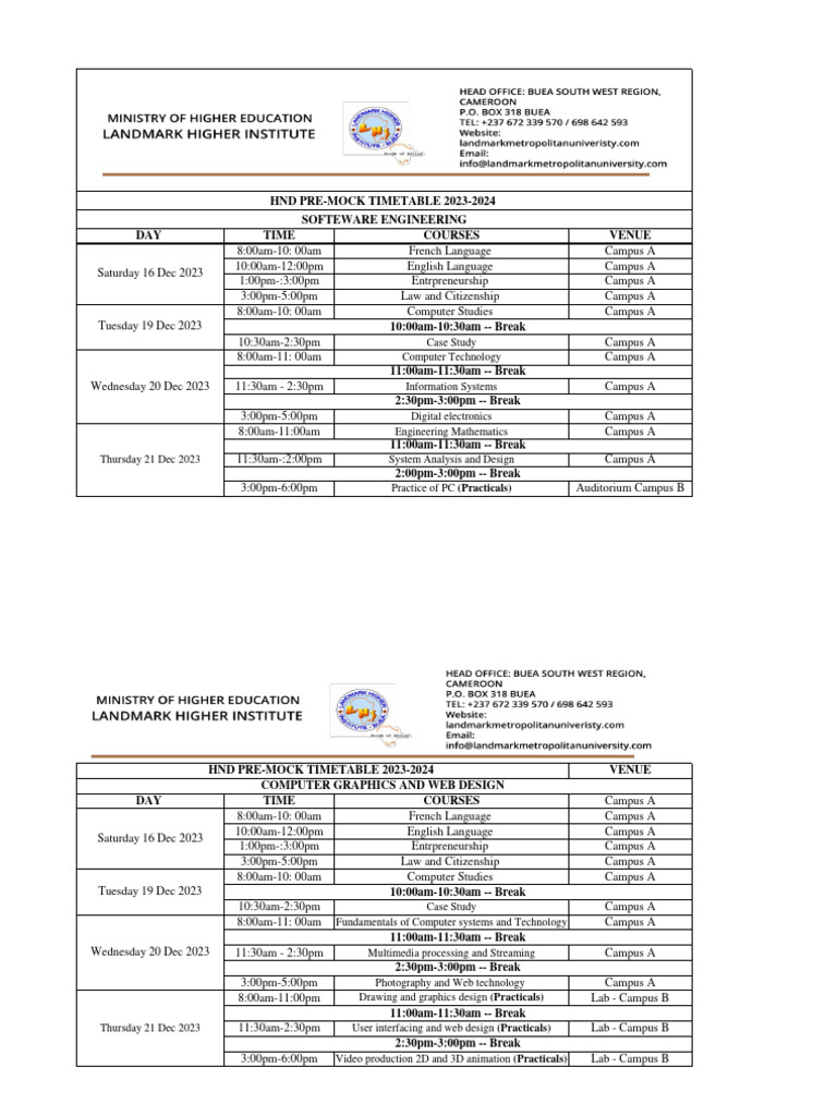 Pre-Mock Timetable Engineering | PDF | Telecommunications | Computer Science