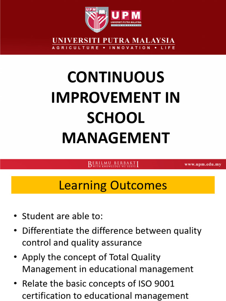 Continuous Improvement in School Management | PDF | Iso 9000 | Quality Management