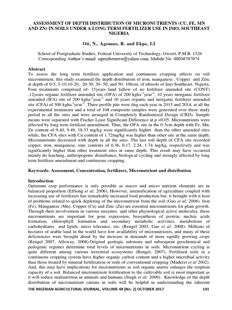 Oti 2017 | PDF | Fertilizer | Soil