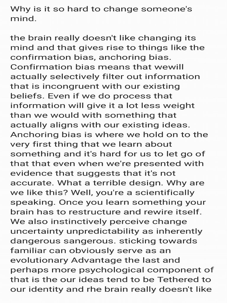 Why Is It So Hard To Change Someone's Mind My Experience | PDF