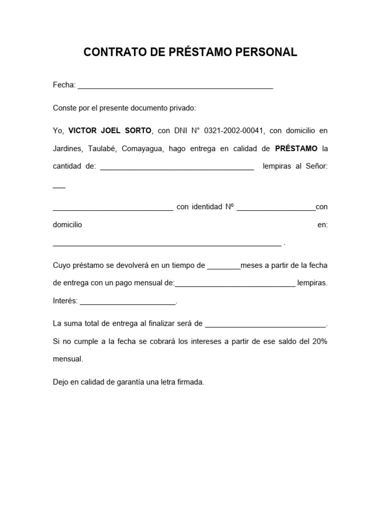 Contrato de Préstamo Personal | PDF