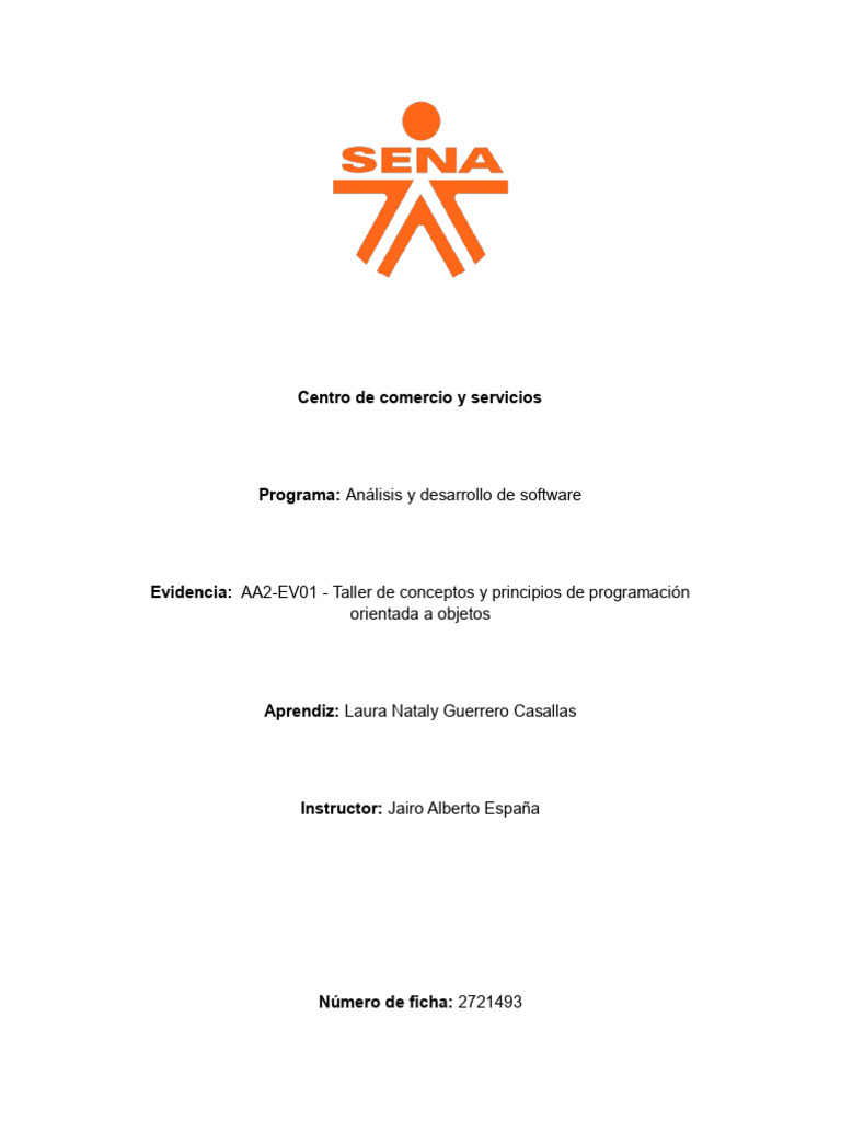 Taller De Conceptos Y Principios De Programación Orientada A Objetos Descargar Gratis Pdf