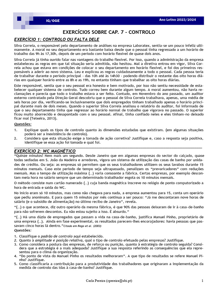 Exercicio Cap7-Controlo | PDF