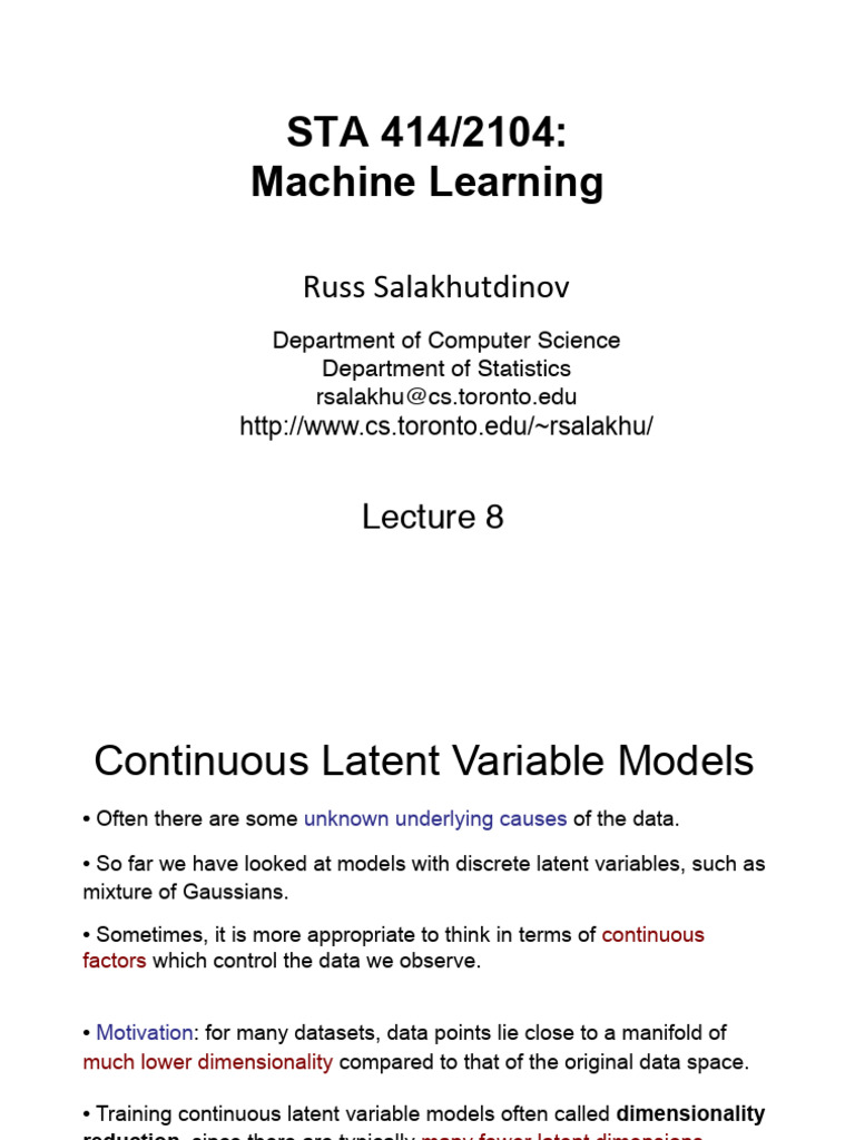Lecture8_2015 | PDF | Principal Component Analysis | Algorithms