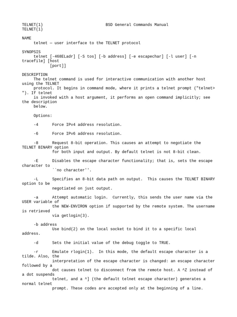 Telnet Pdf Port Computer Networking Command Line Interface 8058