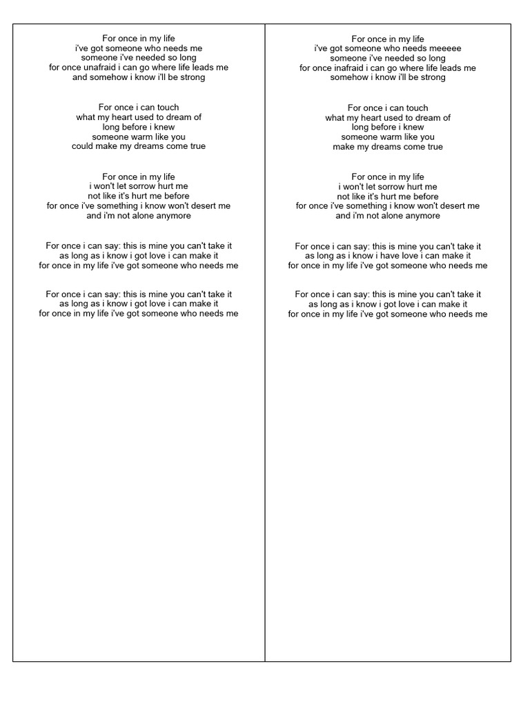 For Once in My Life | PDF