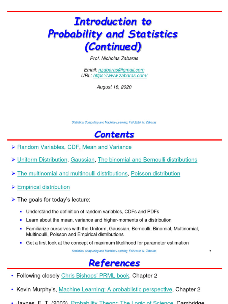 Lec2-IntroToProbabilityAndStatistics | PDF | Normal Distribution | Probability Density Function