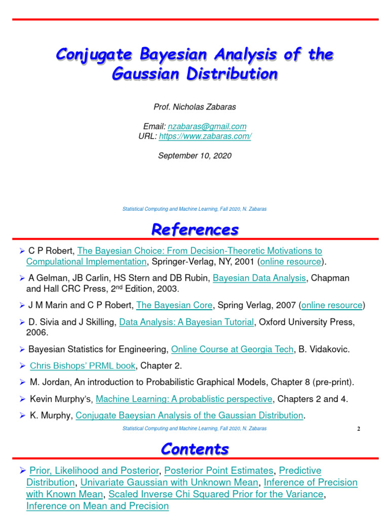 Lec12 13 Bayesianinferenceforthegaussian Pdf Normal Distribution Bayesian Inference 3665