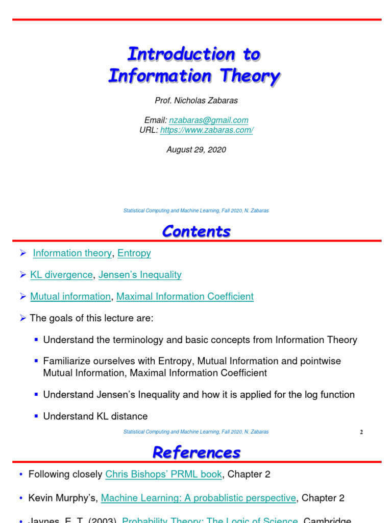 Lec7 InformationTheory | PDF | Information | Statistics