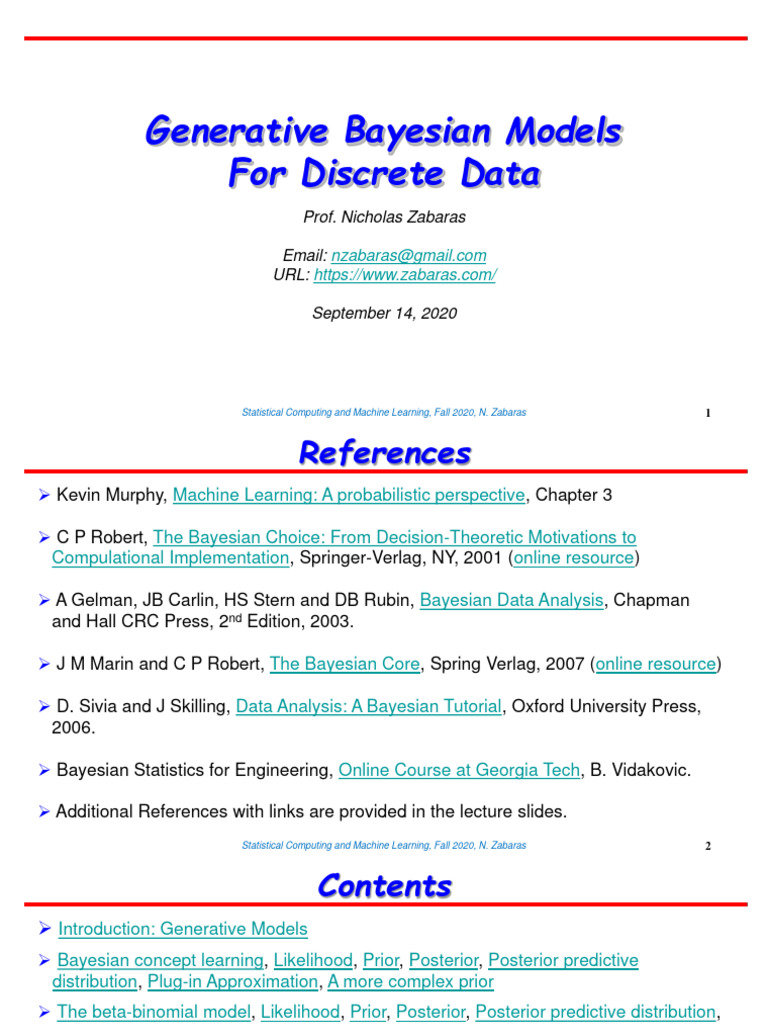 Lec14 15 GenerativeModelsForDiscreteData | PDF | Bayesian Inference | Statistical Classification