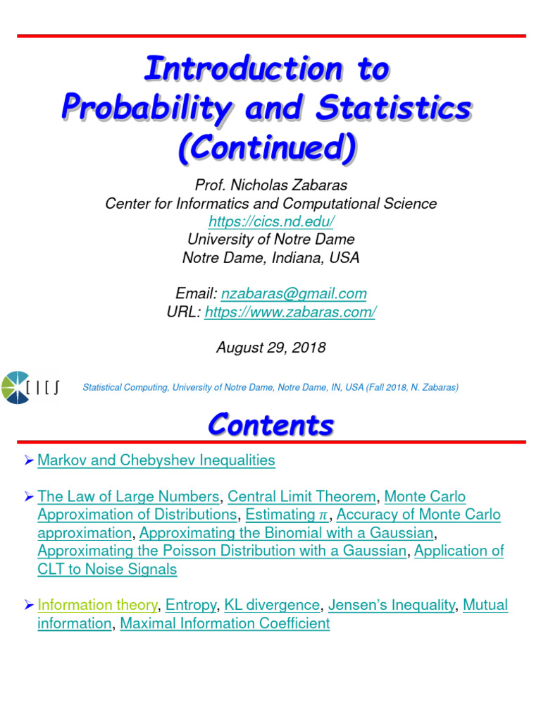 Lec5 IntroToProbabilityAndStatistics | PDF | Normal Distribution | Variance