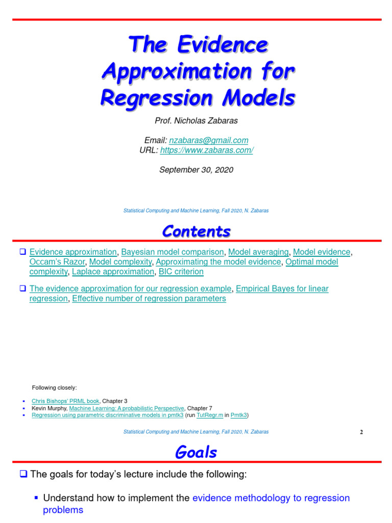 Lec23 Evidence4Regression | PDF | Bayesian Inference | Applied Mathematics