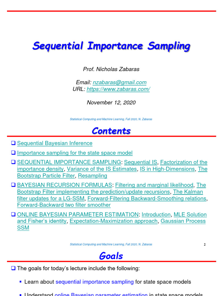 Lec35 SequentialImportanceSampling | PDF | Estimator | Resampling ...