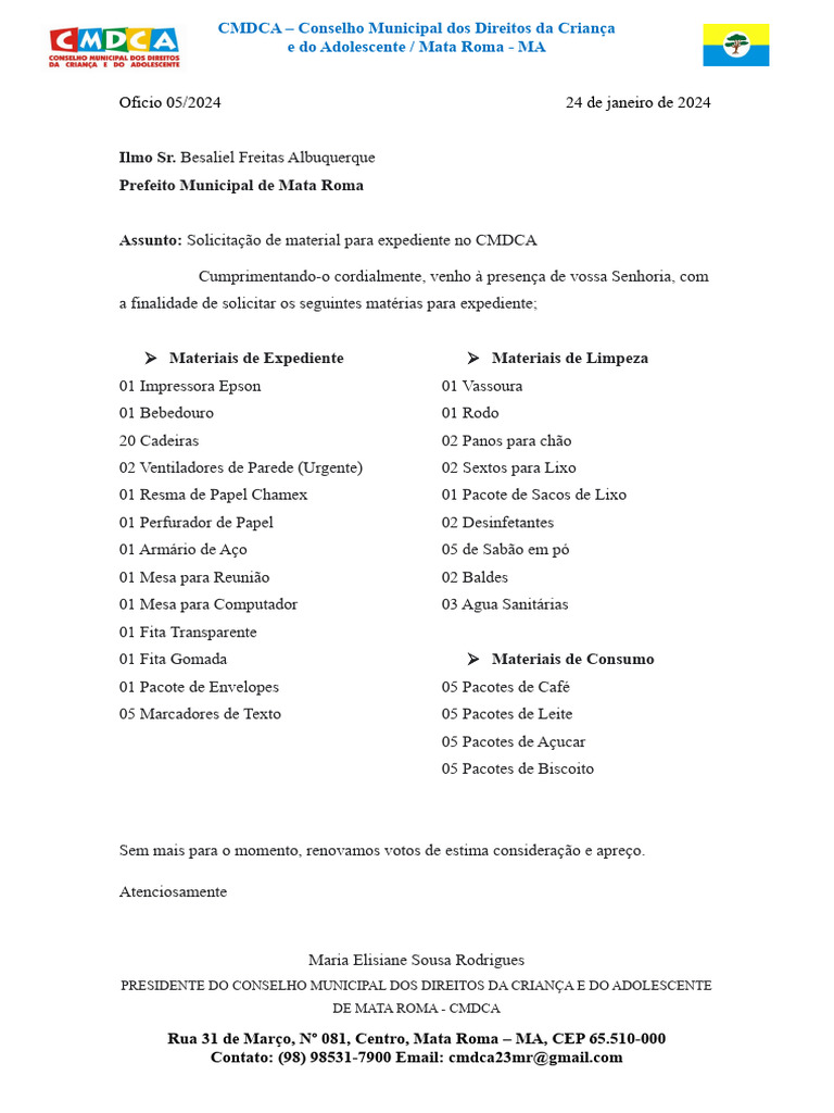 Oficio 05 Materiais de Expediente | PDF