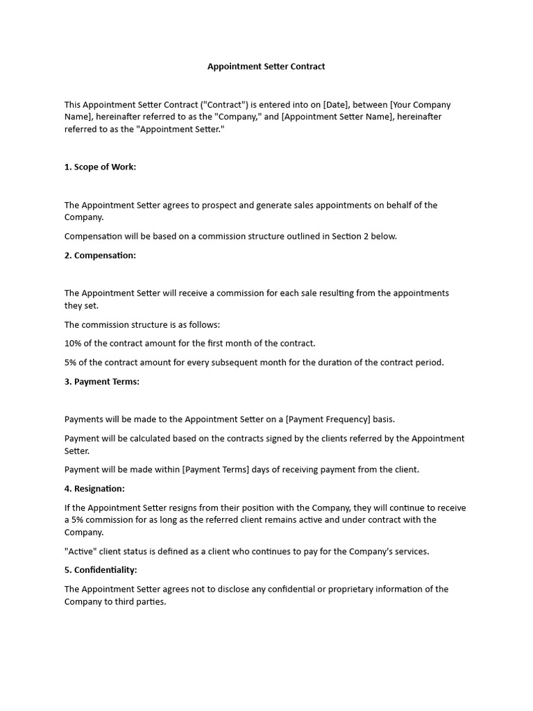 Appointment Setter Contract | PDF