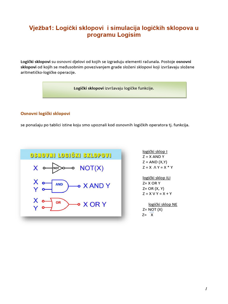 BAiLS - Vježba 10 - Simulacija Logičkih Sklopova U Programu Logisim | PDF