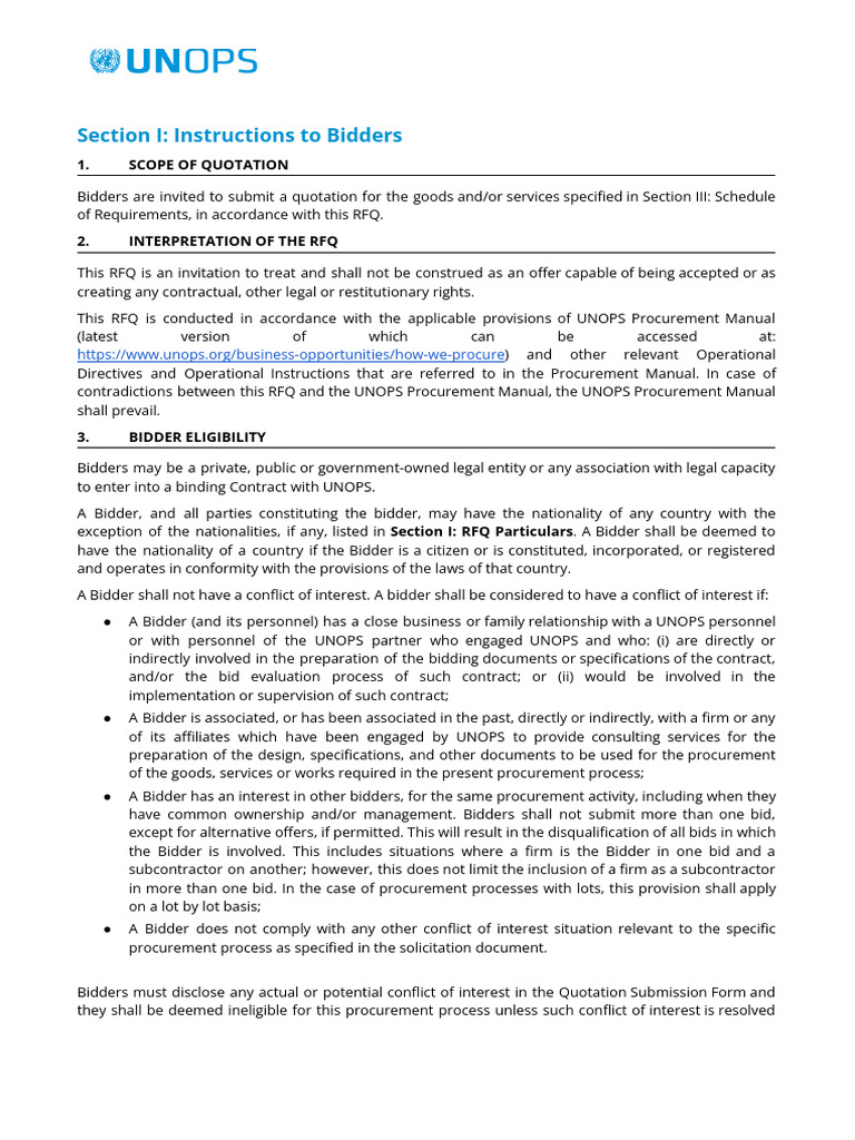 SAMPLE of Instructions To Bidders | PDF | Procurement | Currency