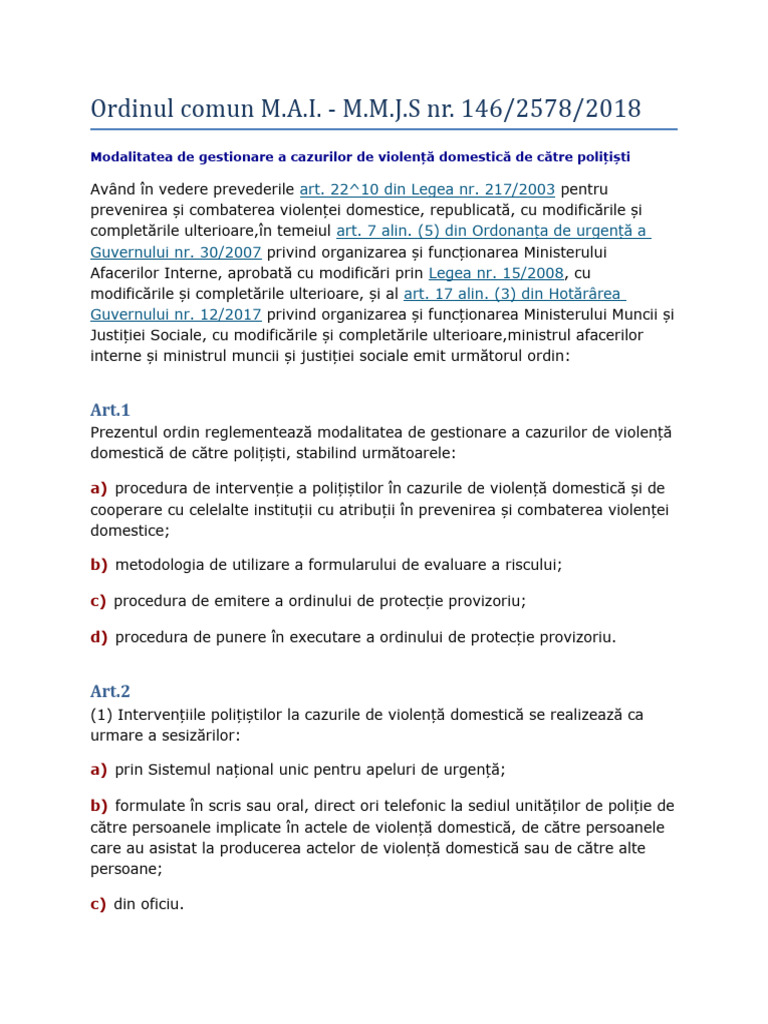 Ordinul Comun MAI | PDF