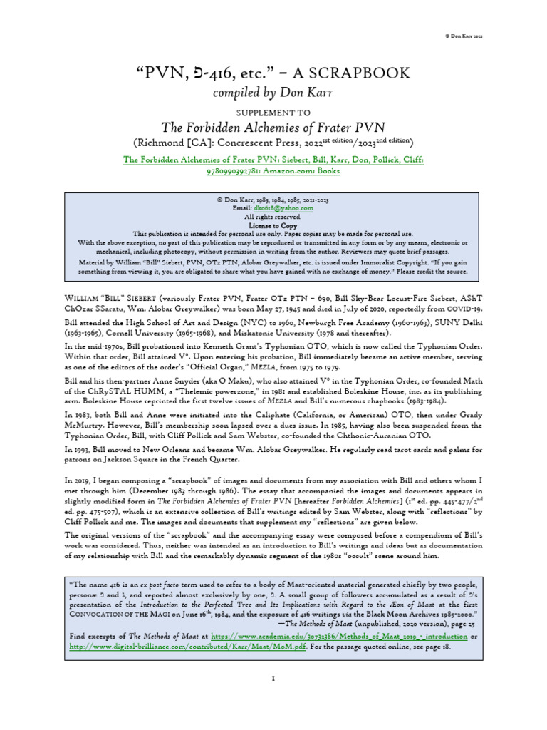 PVN P 416 Etc A Scrapbook | PDF | Ceremonial Magic | Supernatural