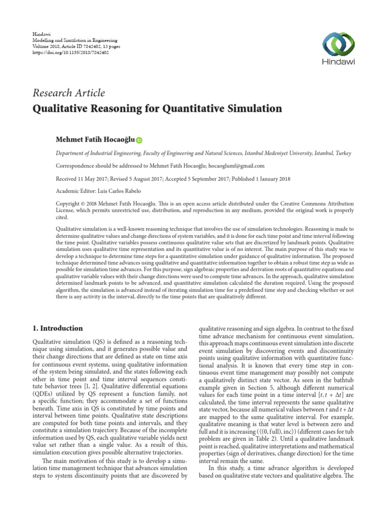 Qualitative Reasoning For Quantitative S | PDF | Simulation | Function ...