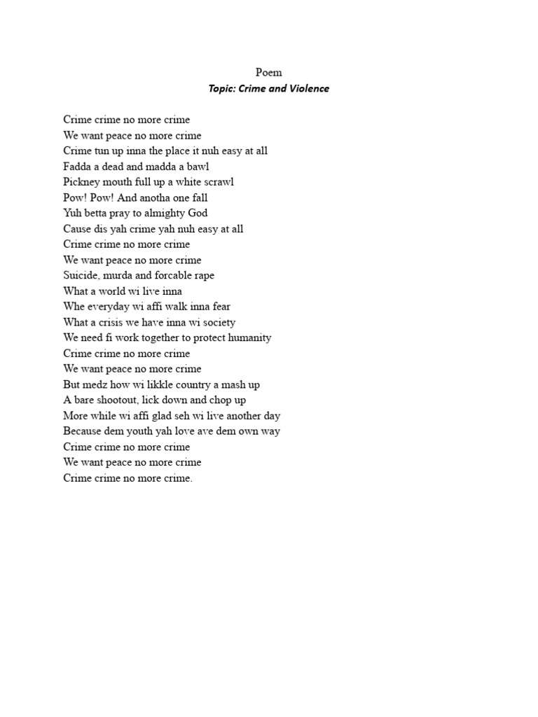 "Poem on Crime and Violence" | PDF