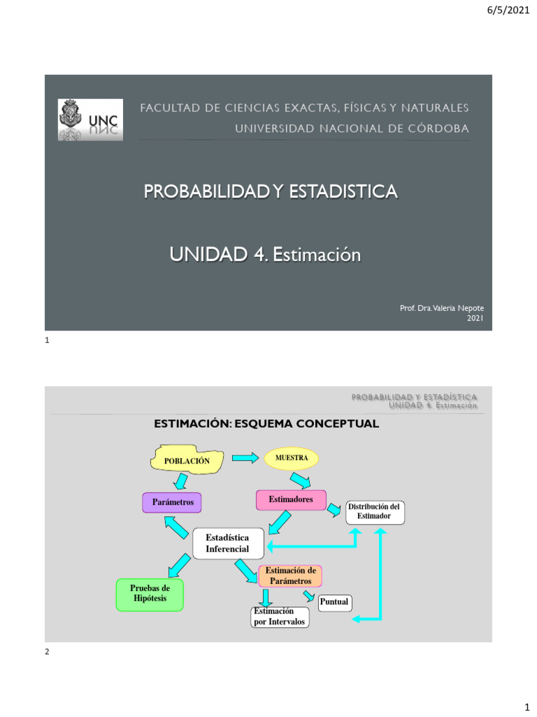 Probabilidad y Estadística Unidad 4. Estimación | PDF
