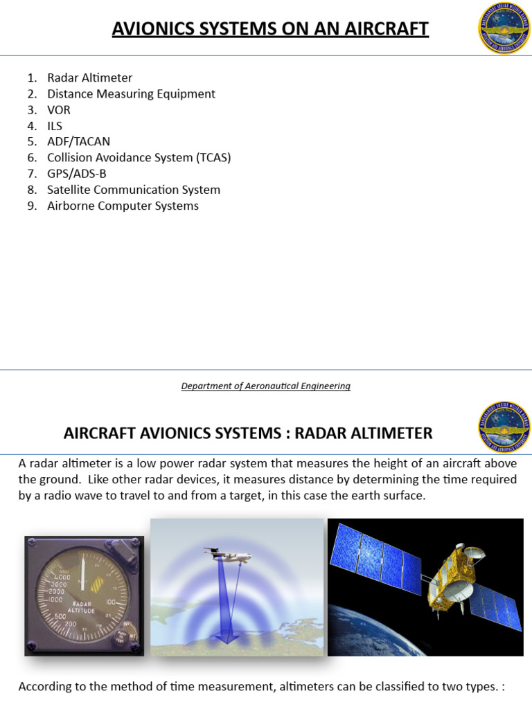 Avionics Lecture | PDF | Radar | Altimeter