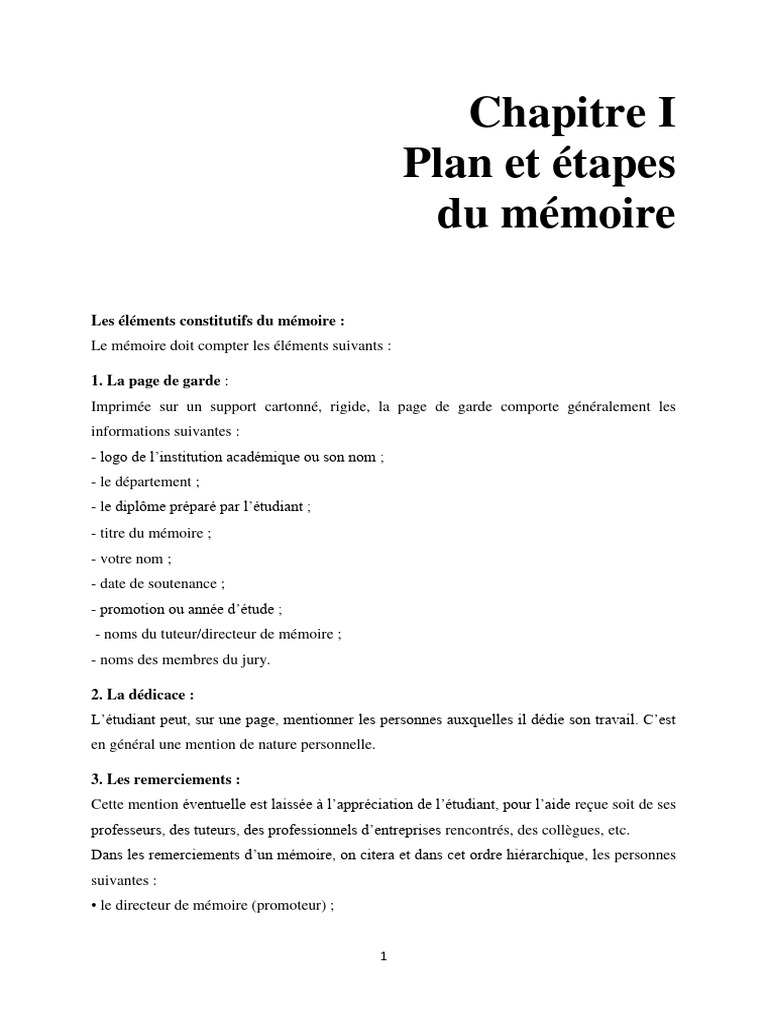 Plan et structure d'un mémoire académique | PDF