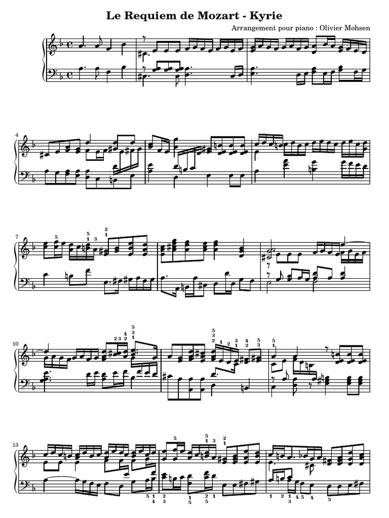 Requiem de Mozart - Kyrie - Partition Pour Piano | PDF