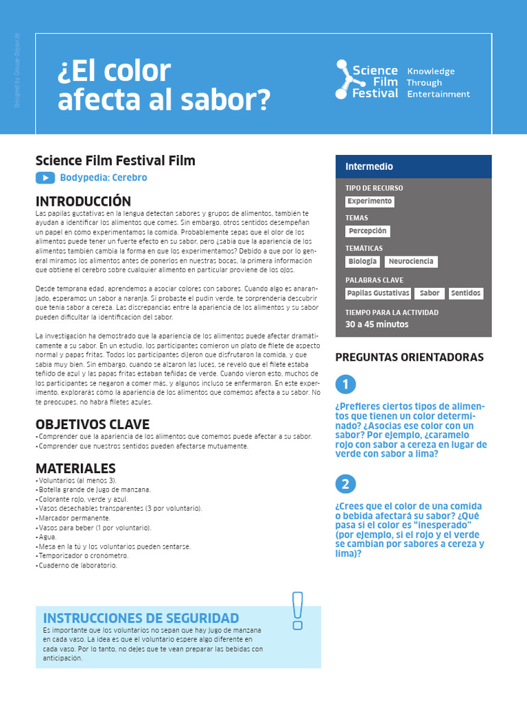 El Color Afecta Al Sabor - Tomado de | PDF