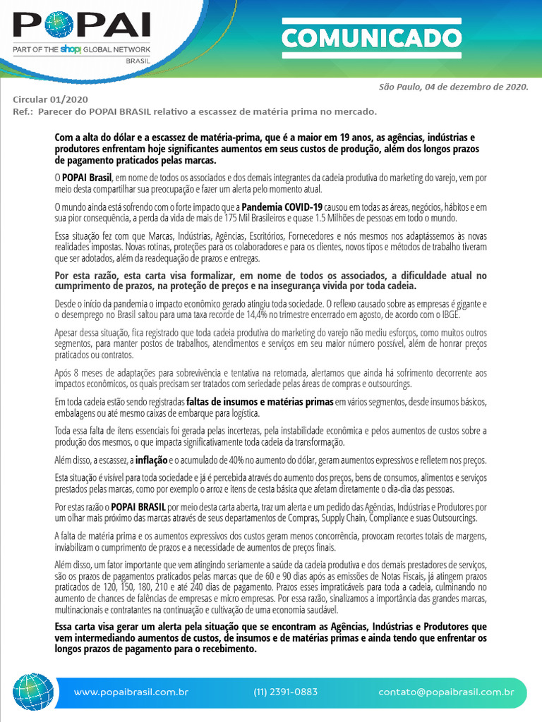 Carta Comunicado Circular01 2020 | PDF