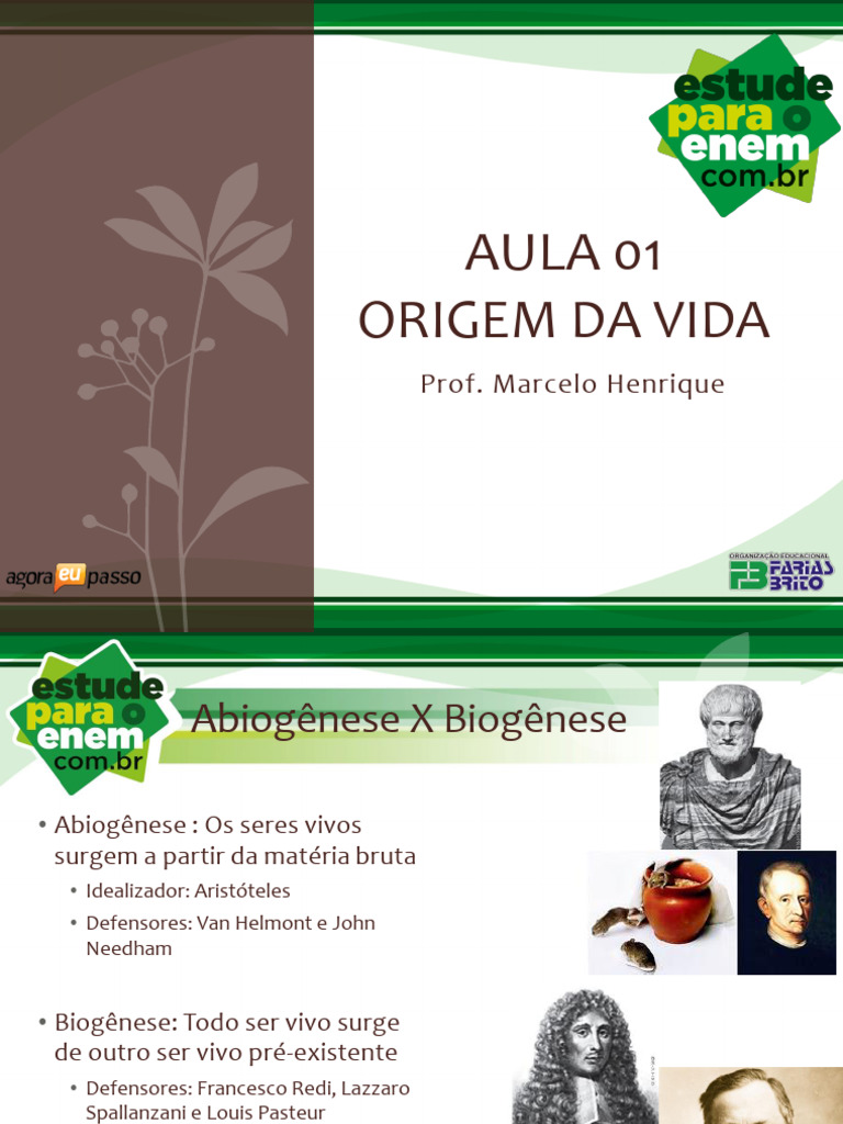 Aula 01 | PDF | Abiogênese | Natureza