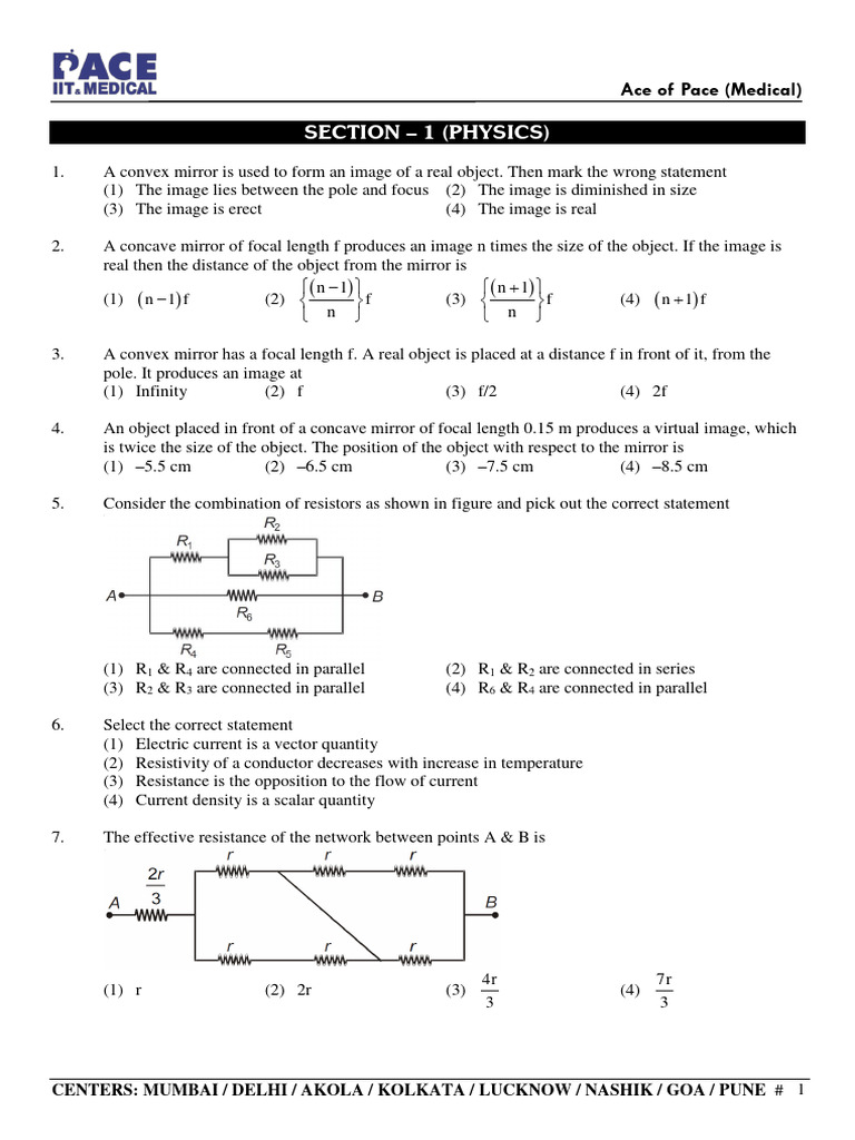 Medical Aop Question Paper Final | PDF | Force | Magnetism