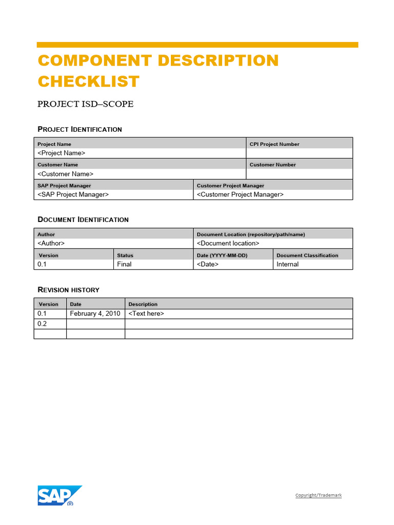 Component Description Checklist | PDF | Business | Systems Engineering